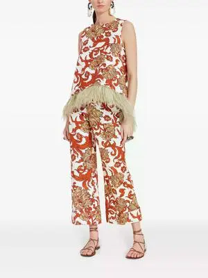 La DoubleJ La Scala Feather-detail Top - Red