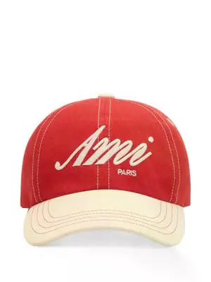 AMI Paris Cotton Cap With Embroidery - Red