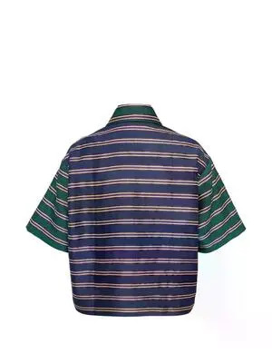 Biyan Emerald Floral Print Striped Shirt