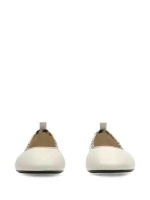 Burberry Check-trim Leather Ballerinas