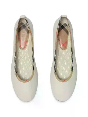 Burberry Check-trim Leather Ballerinas