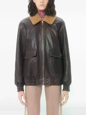 Valentino Garavani Aged-effect Leather Caban Jacket