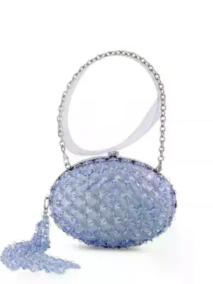 SELF-PORTRAIT Crystal-embellished Oval Clutch Bag - Blue