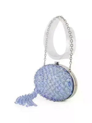 SELF-PORTRAIT Crystal-embellished Oval Clutch Bag - Blue