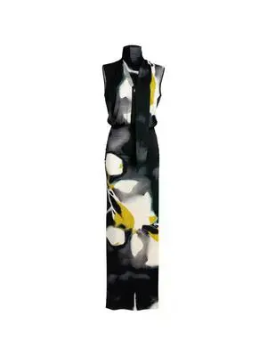 Silvia Tcherassi Navy Floral Print Maxi Dress - Blue