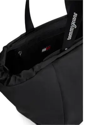 Tommy Hilfiger Logo Patch Drawstring Tote Bag - Black