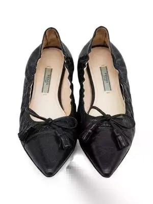 Prada Bow Detail Pointed-toe Ballet Flats