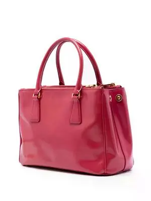 Prada Saffiano Vernice Galleria Double Zip Satchel - Pink