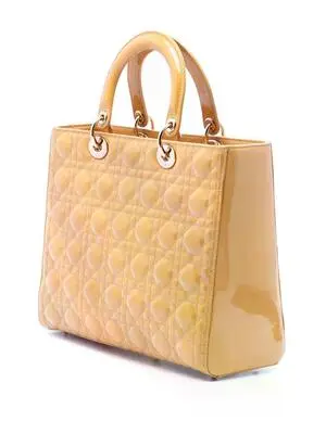 Dior Large Patent Cannage Lady Satchel - Yellow