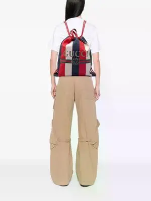 Gucci Canvas Sylvie Baiadera Web Drawstring Backpack