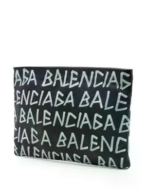Balenciaga Leather Graffiti Clutch Bag