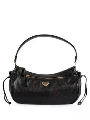 Prada Logo-plaque Drawstring Shoulder Bag - Black