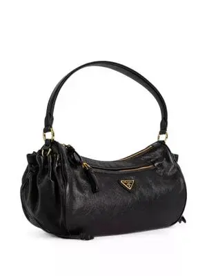 Prada Logo-plaque Drawstring Shoulder Bag - Black