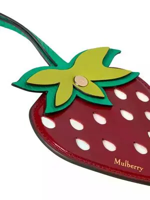 Mulberry Leather Strawberry Bag Charm