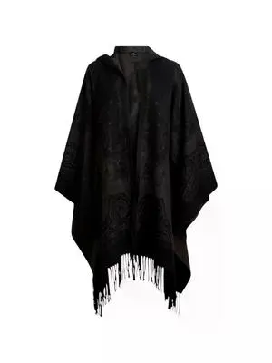 Etro Hooded Paisley Print Poncho - Black