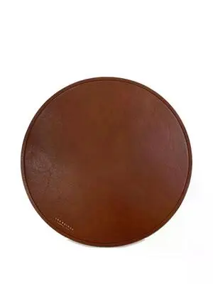THE BRIDGE Round Leather Placemat - Brown