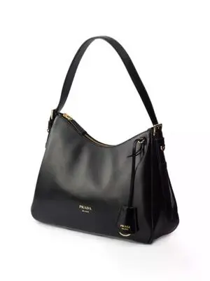 Prada Aimée Medium Leather Shoulder Bag - Black