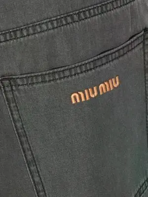 Miu Miu Logo Embroidered Jeans - Grey