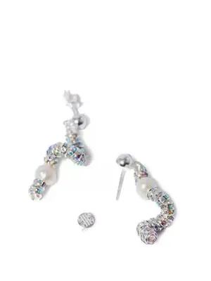 PEARL OCTOPUSS.Y Tiny Snakes Crystal-embellished Earrings - Silver