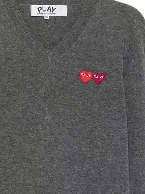 Play Comme Des Garcon V-neck Sweater With Heart Patch