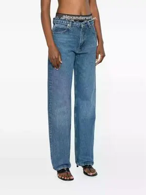 Alexander Wang Logo Waistband Jeans - Blue