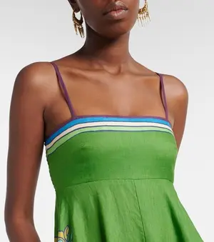 ALEMAIS Nanci Printed Linen Midi Dress - Multicoloured