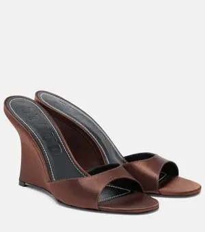 Staud Brigitte Satin Wedge Mules - Brown