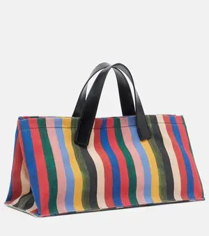 Staud Port Medium Striped Canvas Tote Bag