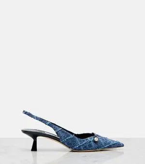 JIMMY CHOO Amita Denim Slingback Pumps - Blue