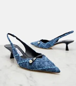 JIMMY CHOO Amita Denim Slingback Pumps - Blue