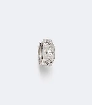 MARIE LICHTENBERG 18kt White Gold Single Diamond Hoop Earring - Silver