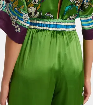 ALEMAIS Alémais Nanci Printed Silk Satin Wide-leg Pants