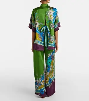 ALEMAIS Nanci Printed Silk Satin Wide-leg Pants - Multicoloured