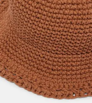 Magda Butrym Crochet Cotton Bucket Hat - Brown