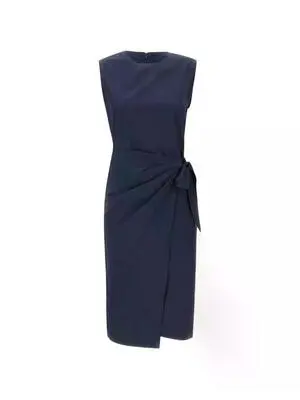 KAOS Knotted Wrap-style Midi Dress - Blue