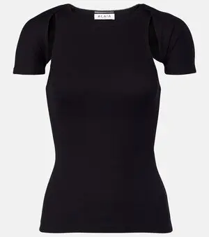 Alaïa Ribbed-knit Jersey Top - Black