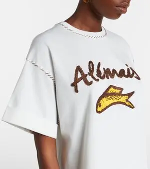 ALEMAIS Embroidered Cotton T-shirt - White