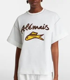 ALEMAIS Embroidered Cotton T-shirt - White