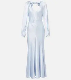 Gabriela Hearst Silk Satin Maxi Dress - Blue