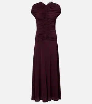 Tove Avita Ruched Jersey Maxi Dress - Purple