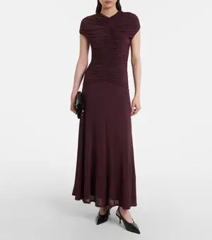Tove Avita Ruched Jersey Maxi Dress - Purple