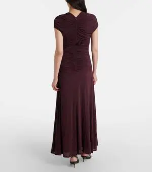 Tove Avita Ruched Jersey Maxi Dress - Purple