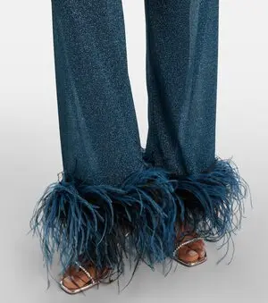 Oseree Lumière Plumage Wide-leg Pants - Blue