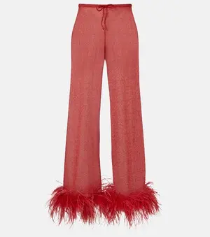 Oseree Lumière Plumage Wide-leg Pants - Red