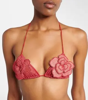 Oseree Lumière Floral-appliqué Bikini - Red