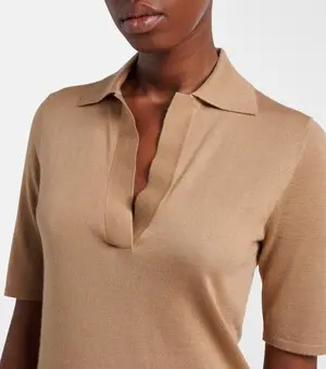 Gabriela Hearst Cascius Cashmere And Silk Polo Shirt - Brown