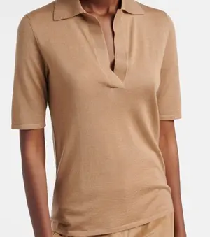 Gabriela Hearst Cascius Cashmere And Silk Polo Shirt - Brown