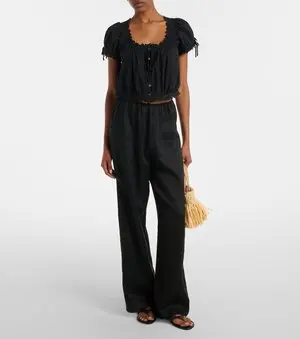 DÔEN Lavon Linen Straight Pants - Black