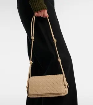 Bottega Veneta Notturno Intrecciato Leather Crossbody Bag - Beige