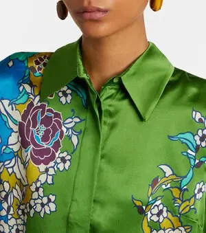 ALEMAIS Nanci Printed Silk Satin Shirt - Multicoloured